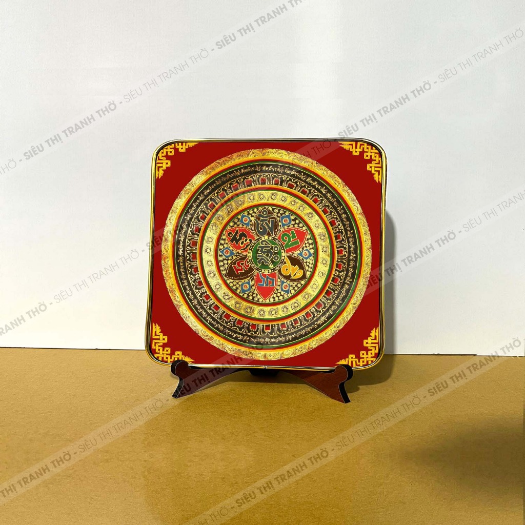 Tranh Lục Tự Đại Minh Chú Om Mani Padme Hum Mandala để bàn 17x17cm ...