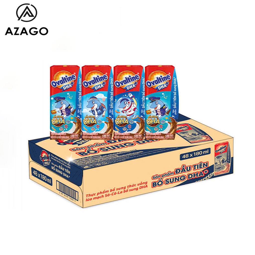 Thùng 48 hộp sữa lúa mạch vị socola Ovaltine bổ sung DHA 180ml - AZAGO ...