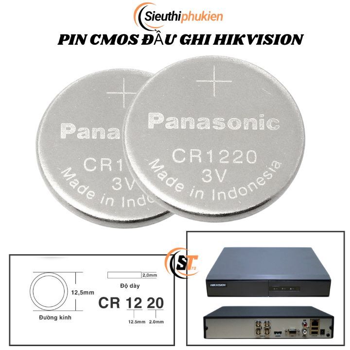 Vỉ 5 viên Pin CMOS CR1220 Dành Cho đầu Ghi HIKVISION, pin đầu ghi ...