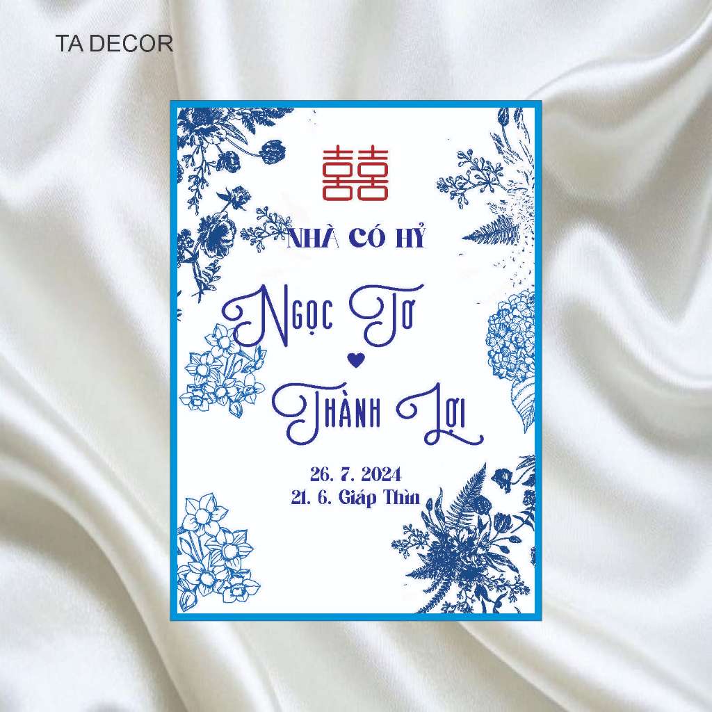 TA 40 - BẢNG TÊN ĐÁM CƯỚI- BẢNG CHÀO KHÁCH- BẢNG WELCOME HOA NỀN MÀU ...