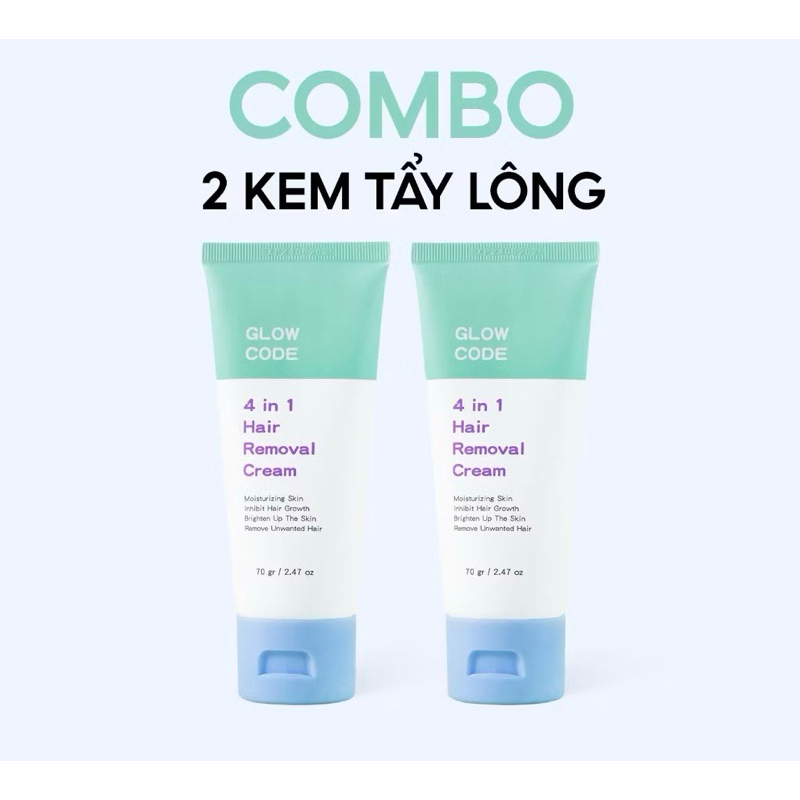 [Combo 2 tuýp] Kem tẩy lông GlowCode 4IN1 Combo 2pcs- Wax lông GlowCode ...