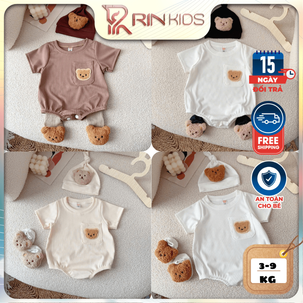 Set đồ sơ sinh cho bé gái và bé trai 3-10kg . Body suit cho bé đầy ...