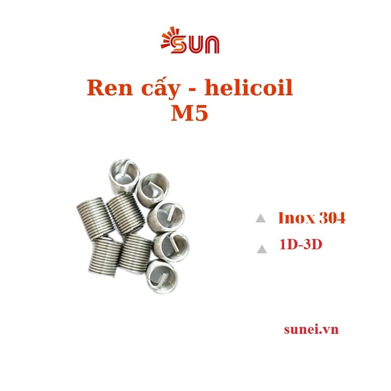 REN CẤY HELICOIL M5 - Combo 50c, 100c ren giả M5, chất liệu inox 304 ...