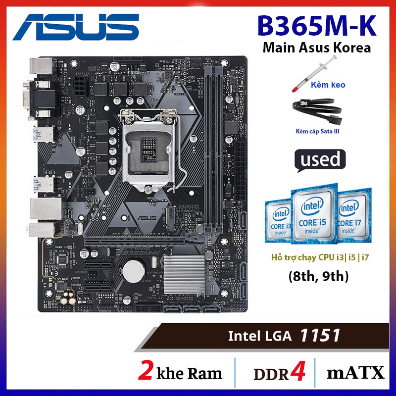Mainboard - Bo mạch chủ máy tính ASUS B365M/ H110M/ H81M/ H61M, Socket ...