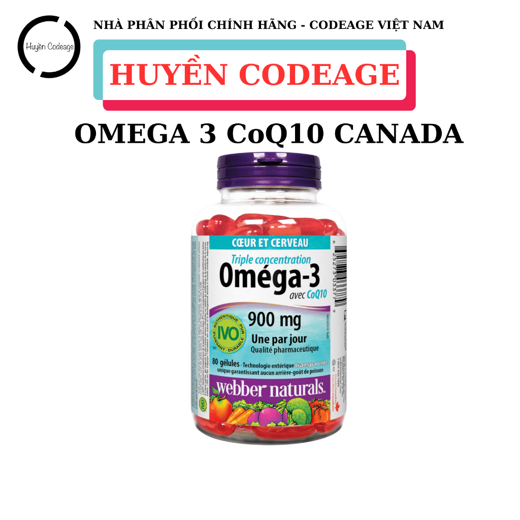Viên Omega 3 COQ10 Triple Strength Webber Naturals - hộp 80 viên ...