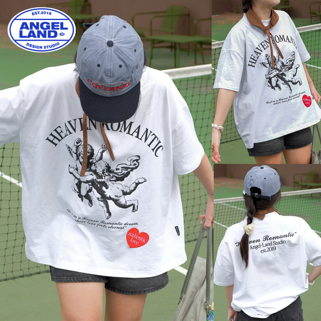 Áo thun form Boxy HEAVEN ROMANTIC Màu TRẮNG Angel Land Angelic Society ...