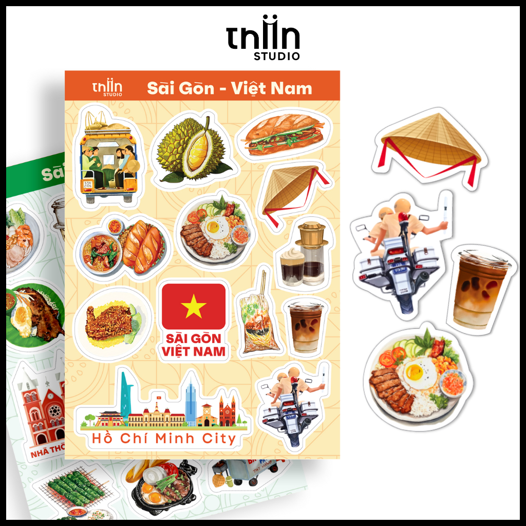 Sticker Sài Gòn Việt Nam THIIN STUDIO, hình dán chống nước, sticker ...