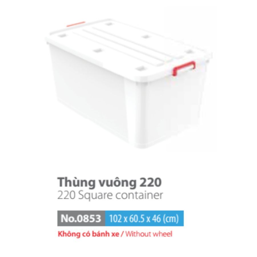 Thùng vuông 220L Duy Tân có bánh xe , có nắp đậy, quai cài, loại thùng ...