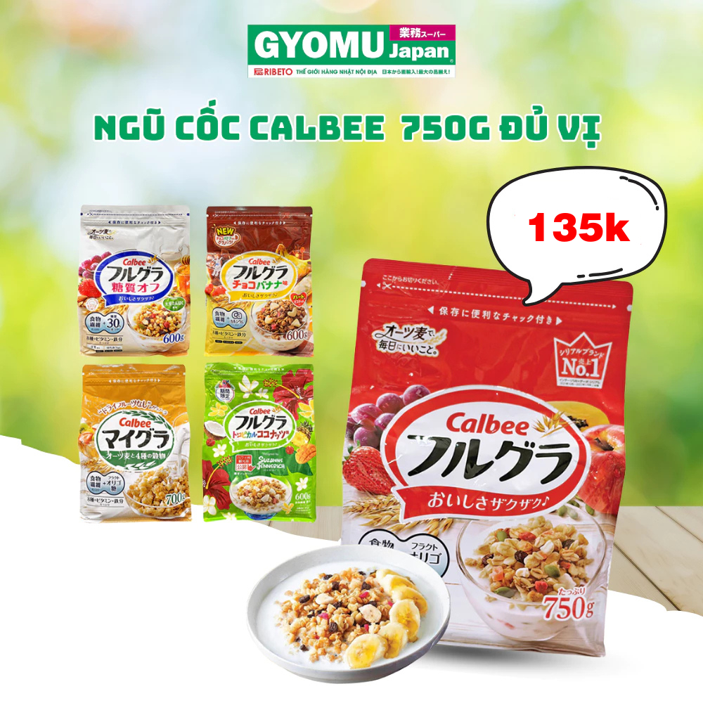 Ngũ cốc Calbee Ăn Kiêng Giảm Cân ( Date T6 - 2025 ), Tăng Cân Nhật Bản mix sữa chua, hoa quả ăn ...