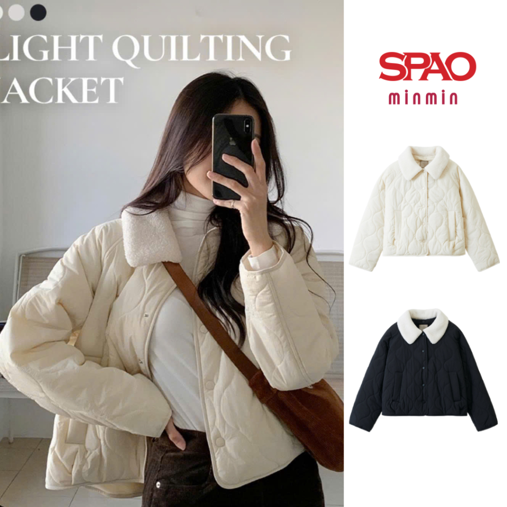 [AUTHENTIC 100%] Spao Korea áo khoác phao siêu nhẹ lót bông phối cổ ...
