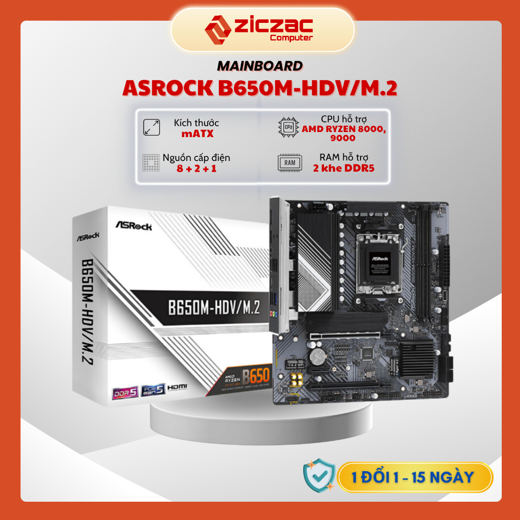 Mainboard ASRock B650M-HDV/M.2 | B650M-H/M.2+ WIFI (AMD AM5, 2x DDR5 ...