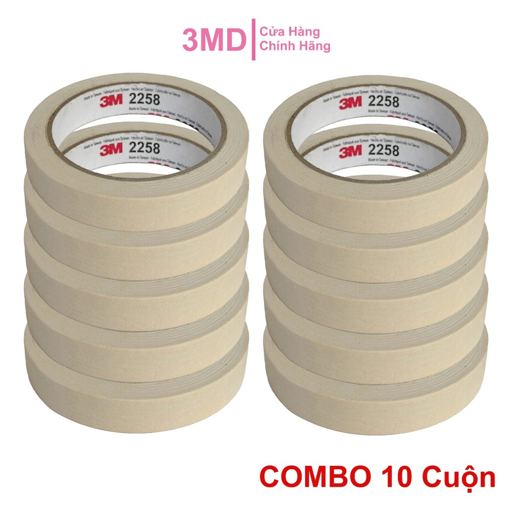 Băng keo giấy 3M 2258 bản rộng 2cm và 1,8cm dài 25m màu trắng cao cấp ...
