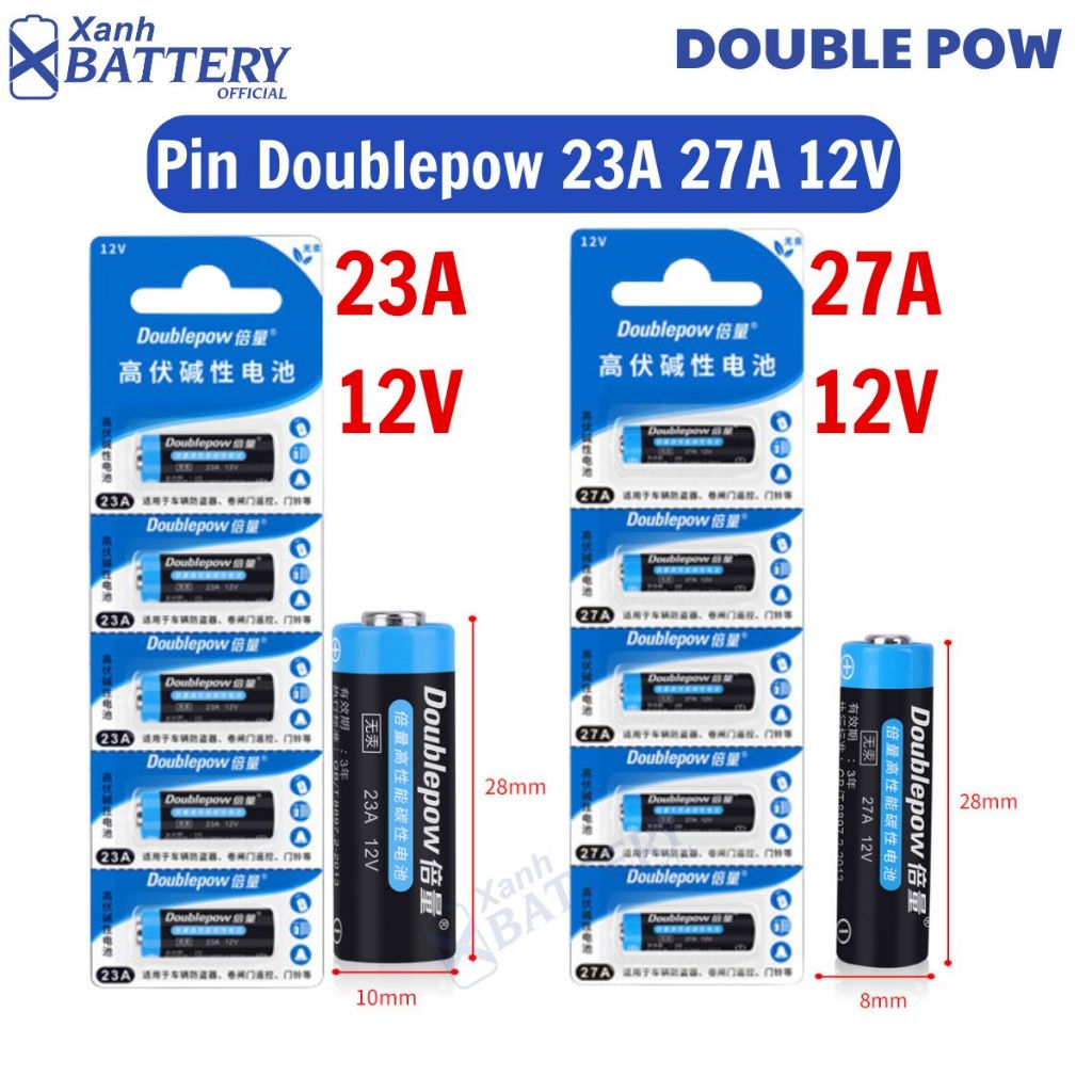 1 vỉ 5 viên Pin 23A 27A 12V Doublepow - Pin điện áp cao cho Chìa khóa điện, điều khiển cửa cuốn ...