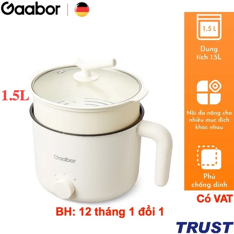 Nồi điện đa năng 1,5L Gaabor GR-N15A phủ lớp chống dính, 600W, 2 mức ...