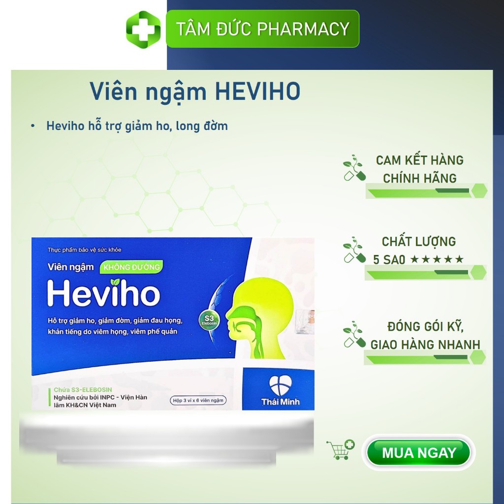 Kẹo ngậm HEVIHO không đường, kẹo ho Hevoho Thái Minh (Hộp 18 viên ...