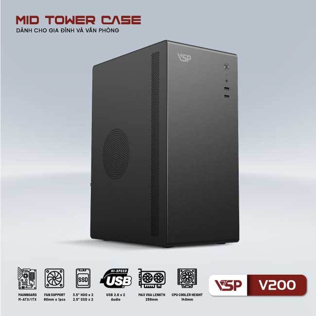 Vỏ Case Máy Tính VSP V200 - Đen - HÀNG CHÍNH HÃNG | Shopee Việt Nam