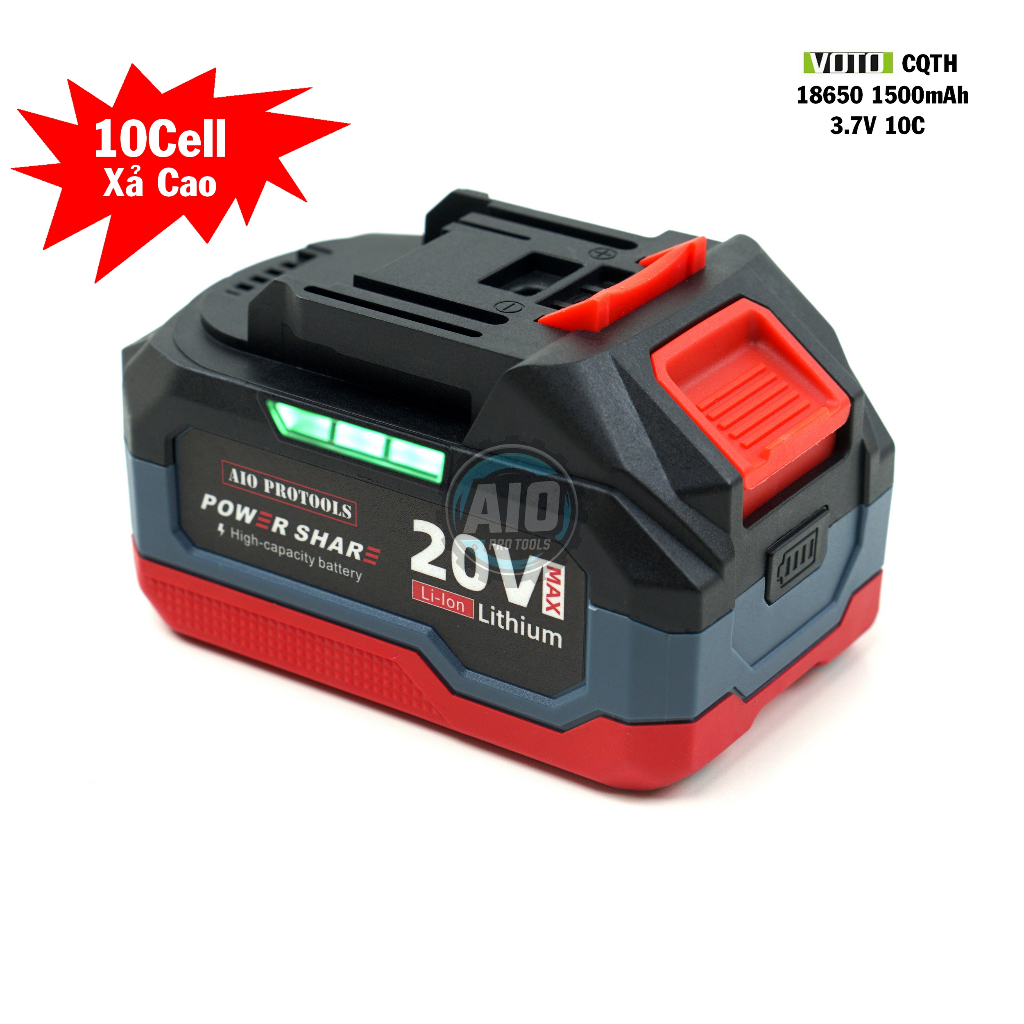 Pin 10 cell HighPower dùng lõi pin 18650 VOTO xả cao chân Pin phổ thông ...