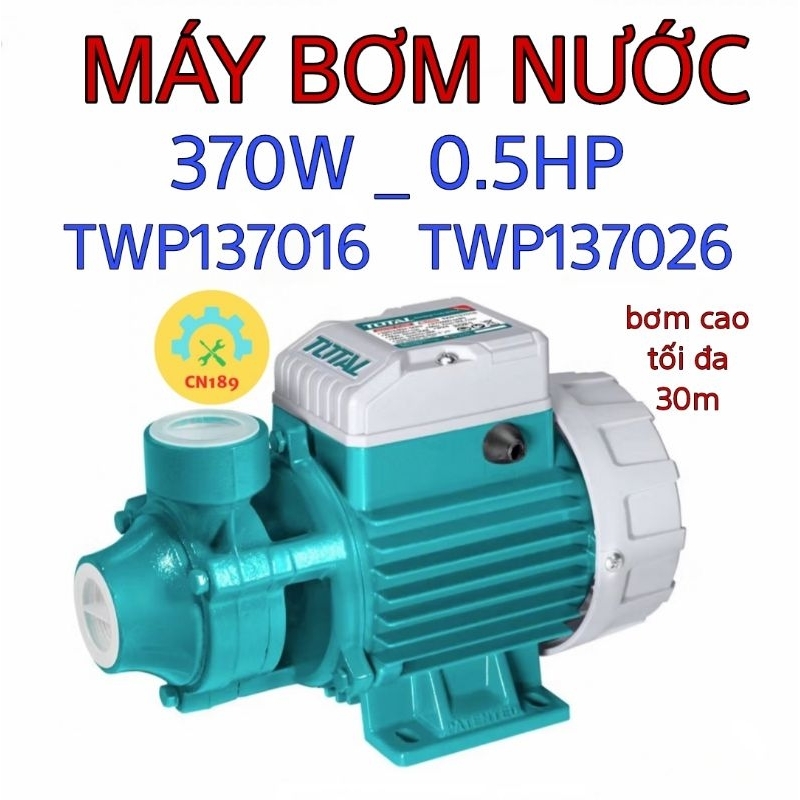 Máy bơm nước 370w ( 0.5hp ) bơm cao tối đa 30m TOTAL TWP137016 ...