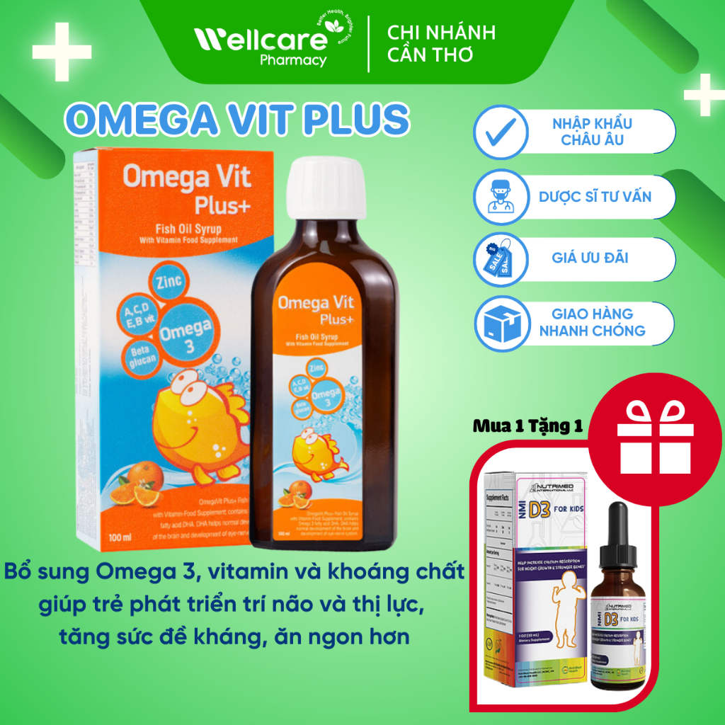 Omega Vit Plus [Chính hãng] - Chai 100ml - Bổ sung Omega 3, vitamin ...