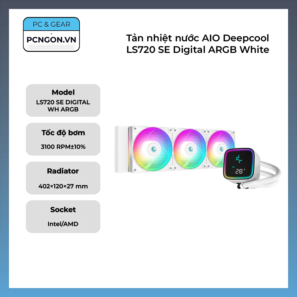[PCNGON] Tản nhiệt nước AIO Deepcool LS720 SE Digital ARGB White ...