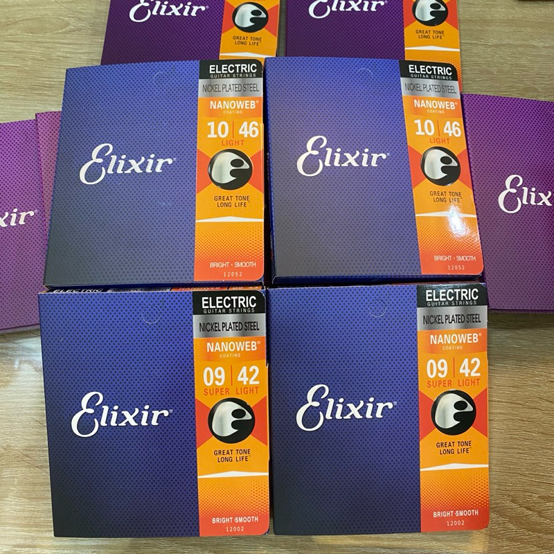Dây Đàn Guitar Điện Elixir 12002, 12052 Phủ Lớp Nanoweb Cỡ 9, 10 ...