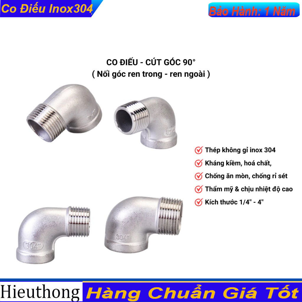 Co Điếu Inox 304, Co Ren Trong Ren Ngoài13 17 21 27 34 Inox | Shopee ...
