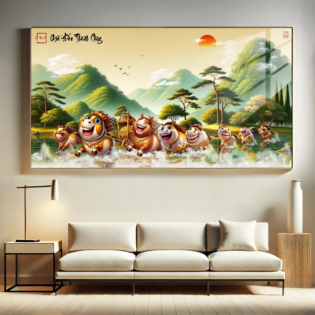 Tranh tráng gương MÃ ĐÁO THÀNH CÔNG CUTE HÀI HƯỚC, TRANH NGỰA SÚN RĂNG ...