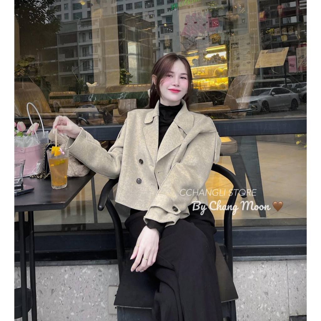 METWO. - Áo khoác dạ ép croptop form vừa TW2 kèm móc treo QC trơn basic ...