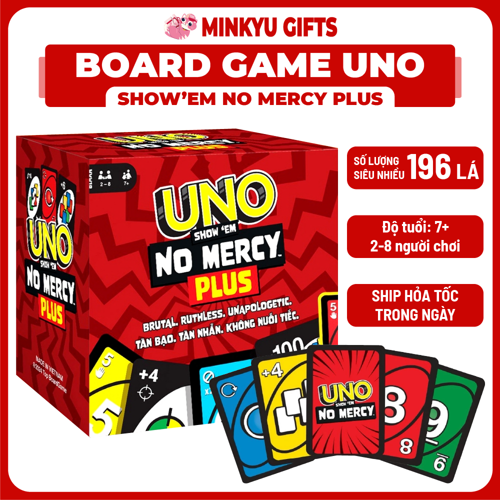 [Boardgame] Uno NO MERCY PLUS 196 Lá, Thiết Kế Nhỏ Gọn, Tụ Tập Vui Chơi ...
