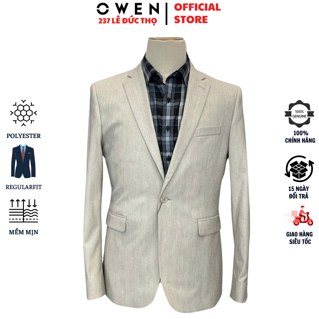 Áo demi nam cao cấp OWEN BL241356 blazer công sở màu màu be nhạt chất ...