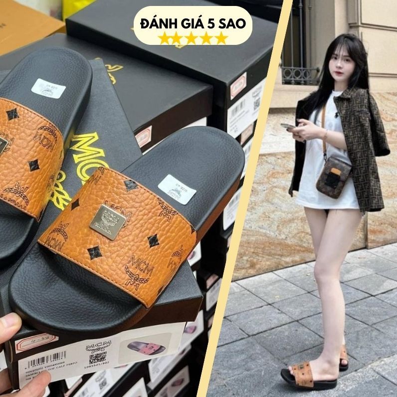 Dép M.C.M Nam Quai Da ( Logo Sịn ) Dép nam quai ngang ( Hàng Quảng Châu ) phong cách Boy phố ...