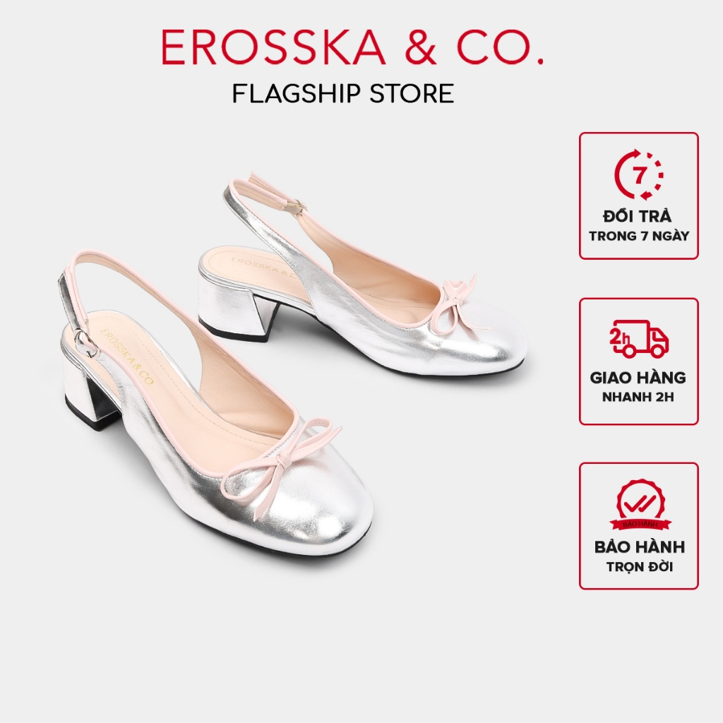 Erosska - Giày cao gót nữ mary jane mũi tròn phối nơ kiểu dáng dễ ...