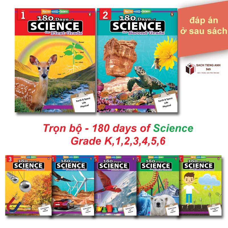 Sách - 180 Days of Science - Grade K,1,2,3,4,5,6 bản in khổ A4 | Shopee ...