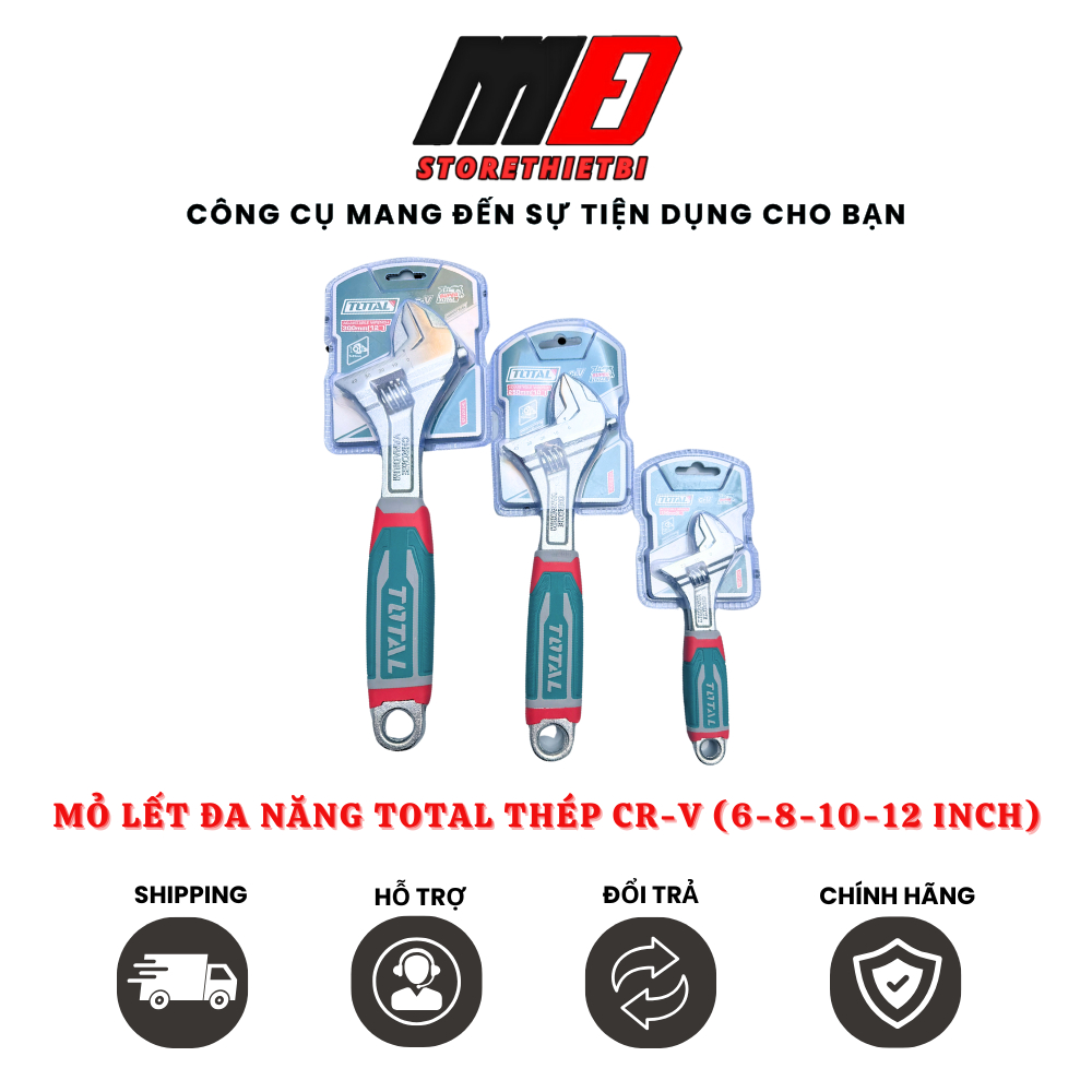 Mỏ Lết 6" 8" 10" 12" Cán Cao Su Mềm Thép Cr-V TOTAL THT101066 ...