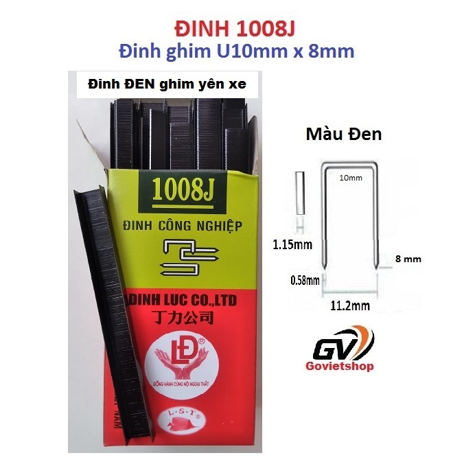 Đinh 1008J màu Đen - hộp 5000 cây đinh U1008 - đinh u bắn gỗ, đinh bấm ...