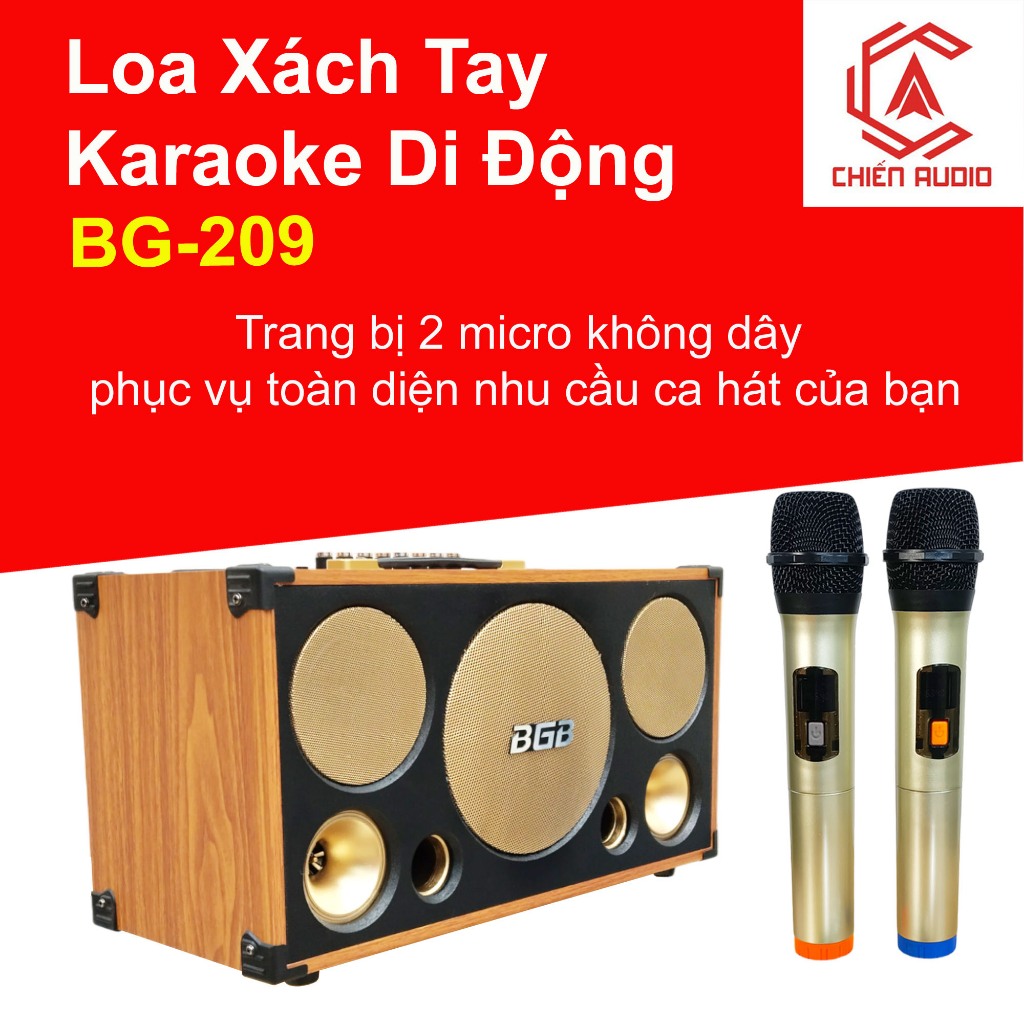 BG-209 Loa Karaoke Di Động Bass 20 Công Suất Nghe Nhạc, Giải Trí, Dã Ngoại, LED Bảo Hành 12T ...