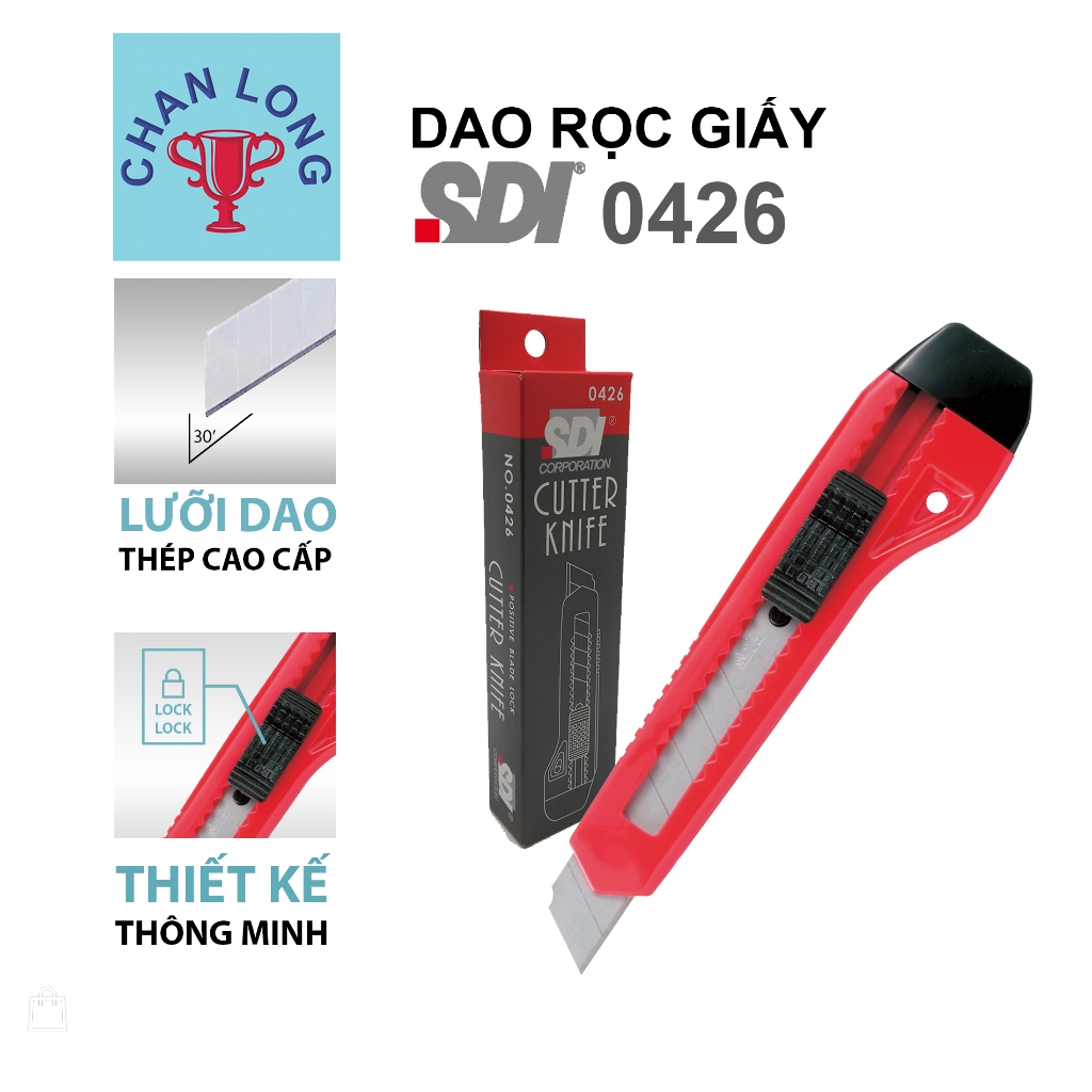 Dao rọc giấy lớn 0426 lưỡi 18mm chính hãng SDI, cắt đa dạng vật dụng,film cách nhiệt,decal, bìa ...