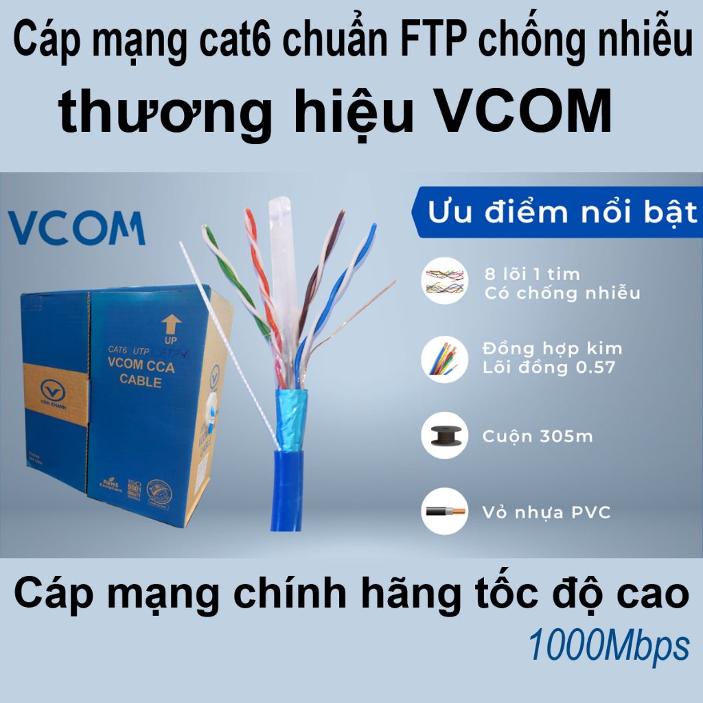 CUỘN 305M CÁP MẠNG CAT6 STS CHỐNG NHIỄU CHÍNH HÃNG - CÁP LAN, CÁP ...