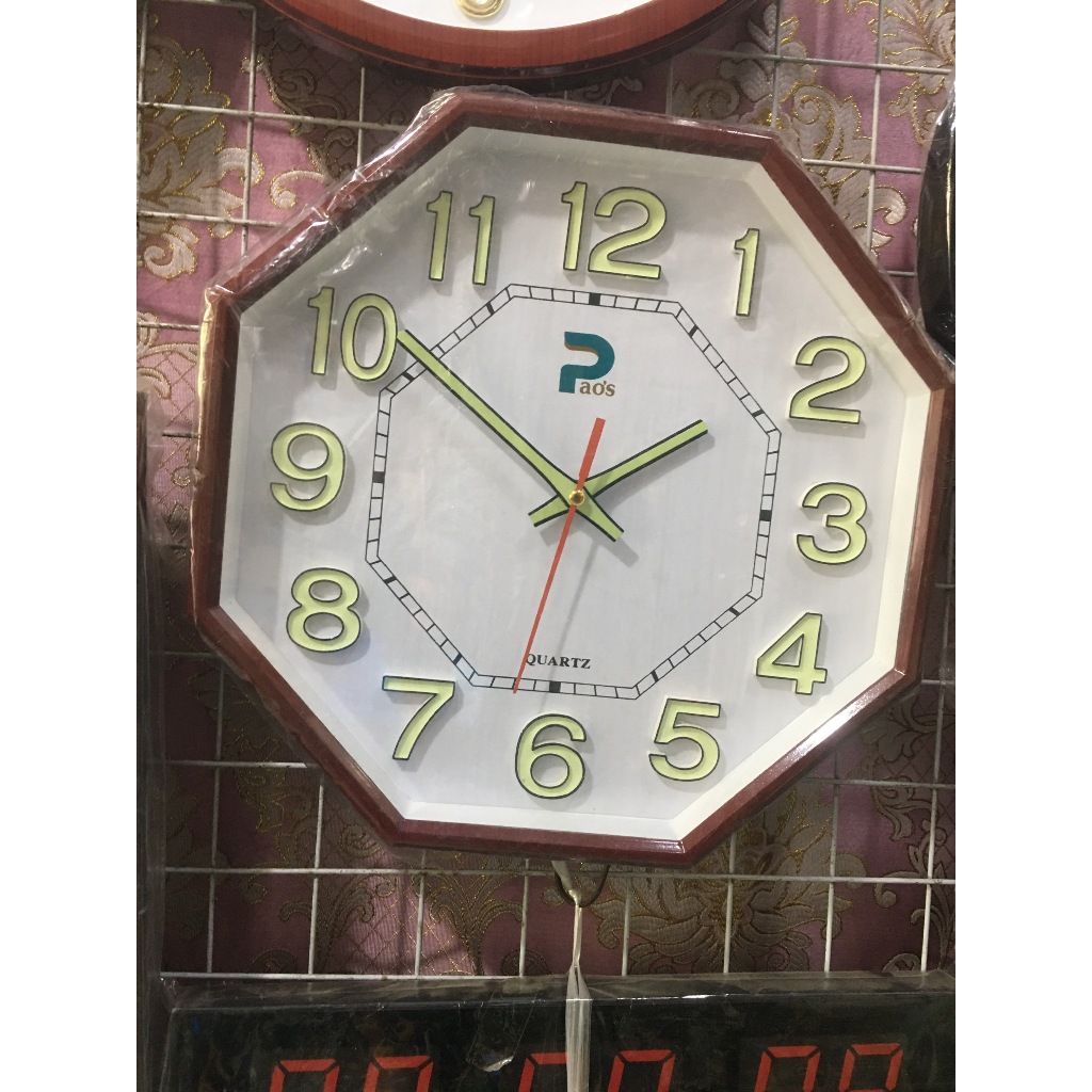 Đồng hồ treo tường pao 8 cạnh dạ quang | Shopee Việt Nam
