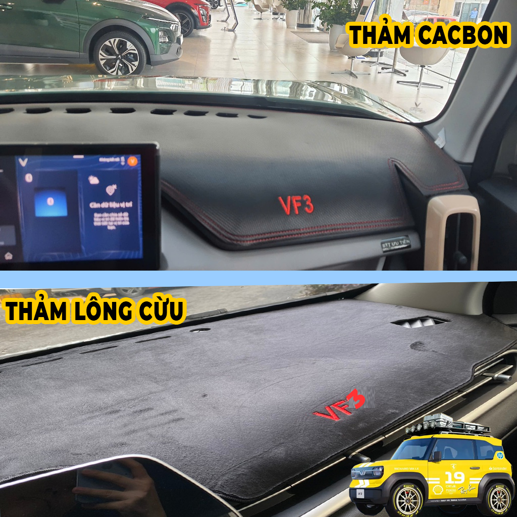 Thảm taplo xe điện vinfast VF3 chính hãng nhung lông cừu và da cacbon ...