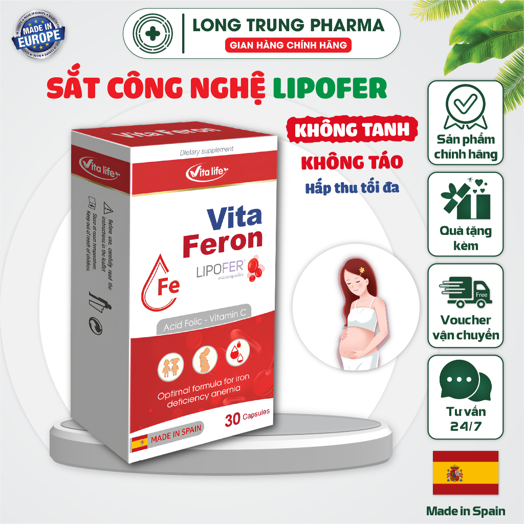 VITA FERON [+QUÀ XỊN] Sắt Liposome Bổ Bầu Dễ Hấp Thu, Không Nóng, không ...