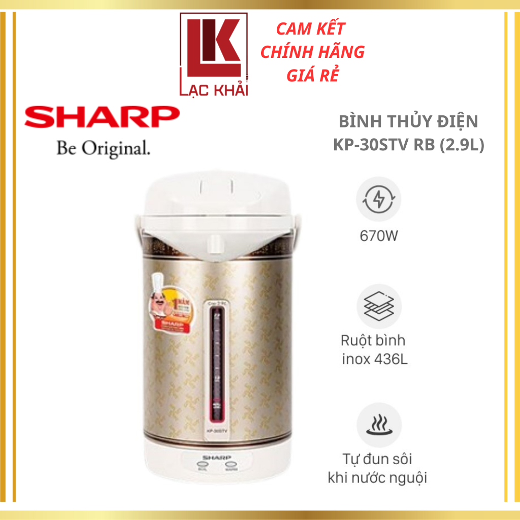 Bình thủy điện Sharp KP-30STV RB 2.9 lít , Công suất 670W, Đế xoay 360 độ - Hàng chính hãng ...