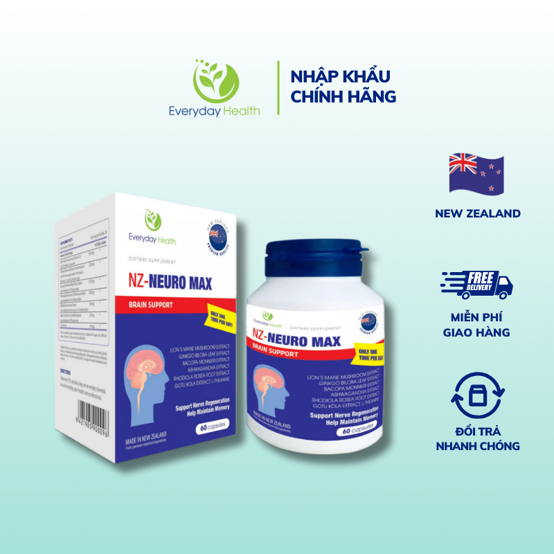 Viên bổ não NZ Neuro Max Eveday Health giúp hoạt huyết dưỡng não, tăng ...