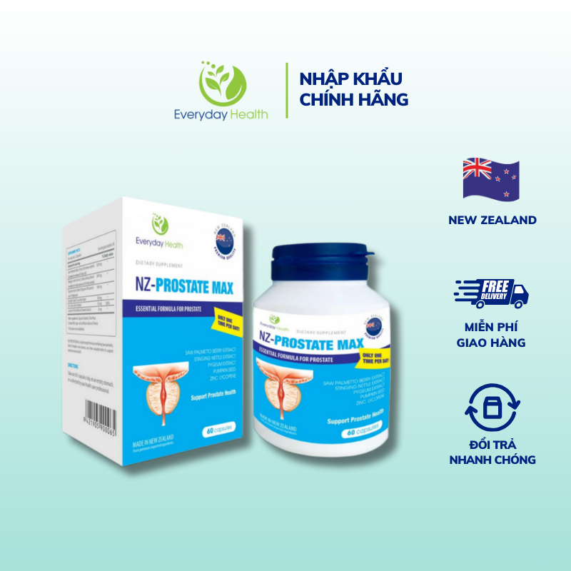 Viên tiểu đêm NZ Prostate Max Everyday Health Hỗ trợ giảm u xơ, phì đại tiền liệt tuyến lành ...