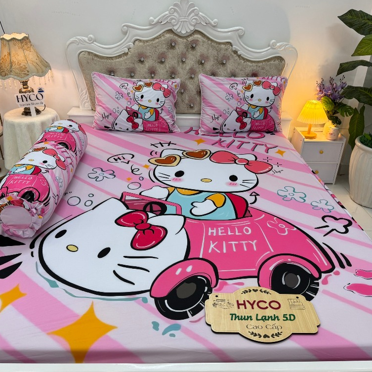 Mẫu Hello kitty - Bộ ga gối thun lạnh Hyco 5D ôm khóa kéo | Shopee Việt Nam