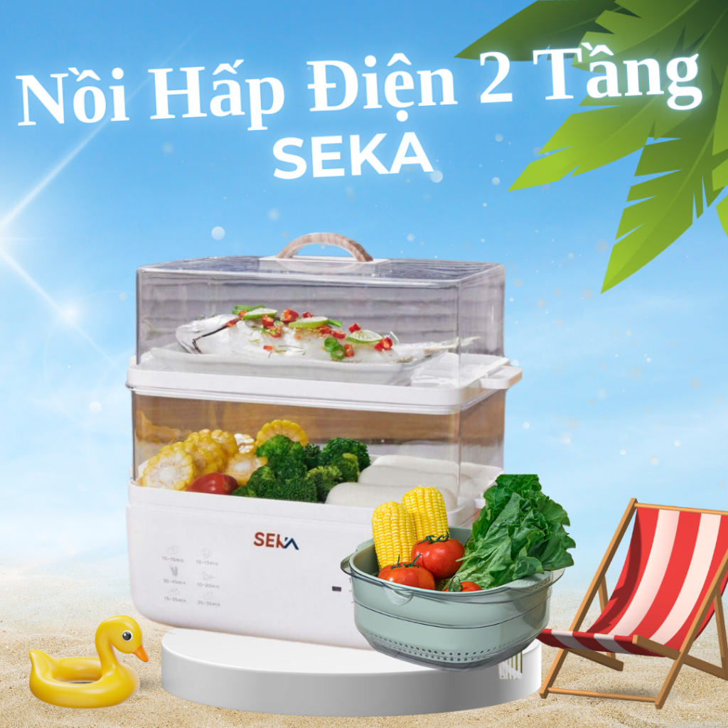 Nồi Hấp Điện 2 Tầng SEKA SK2088 Thể Tích 21L Dung Tích 10L - Nồi Hấp Gà nguyên con Chất Liệu ...