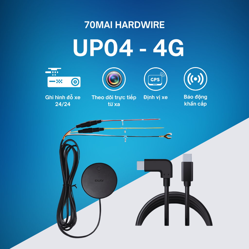 Bộ Hardwire Kit - 4G nguồn 70mai UP04, dùng cho X200, A810, A510, Omni ...