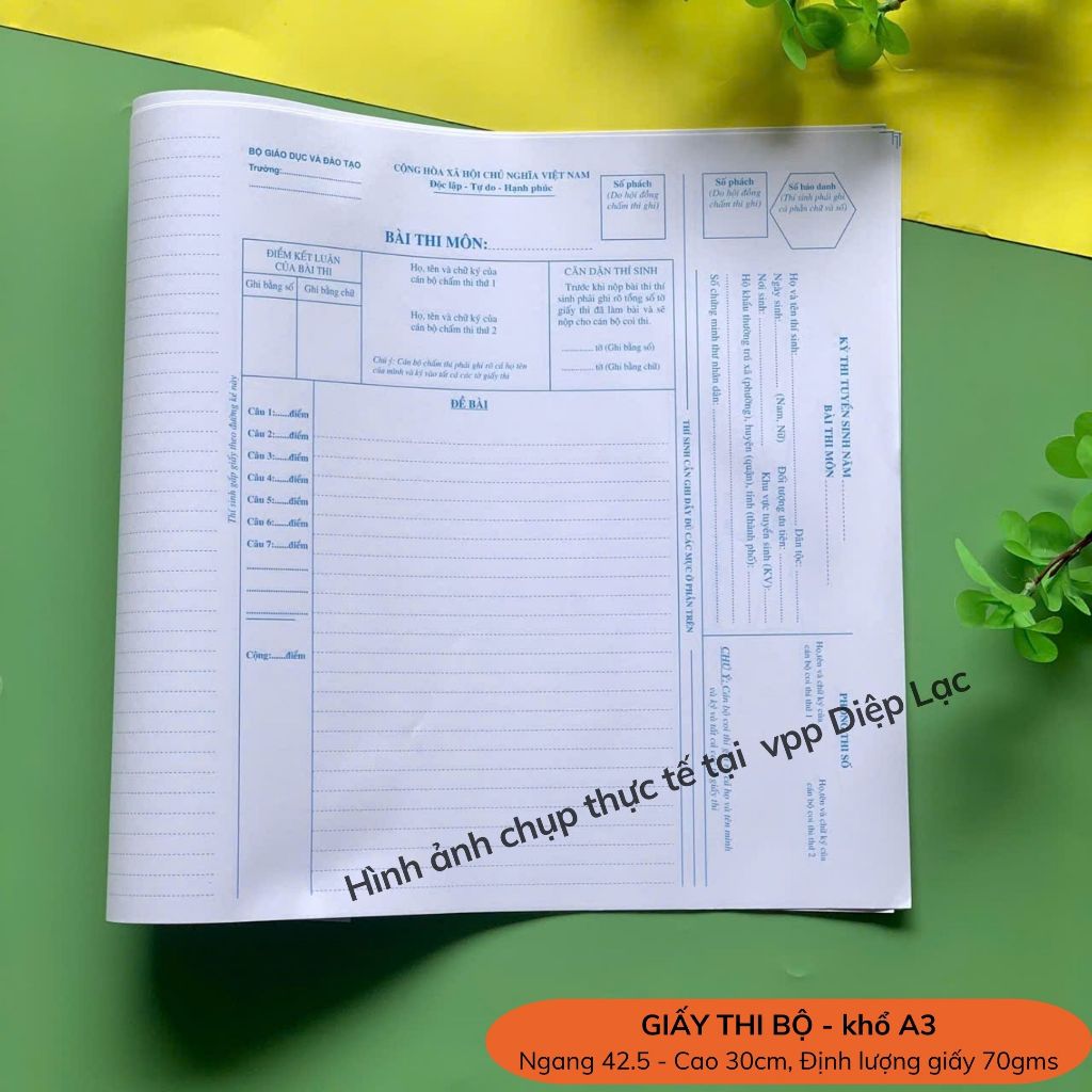(50-100t) Giấy thi A3 Bộ, Sở giấy thi văn thpt giấy thi cấp 3 ĐL 70gms ...