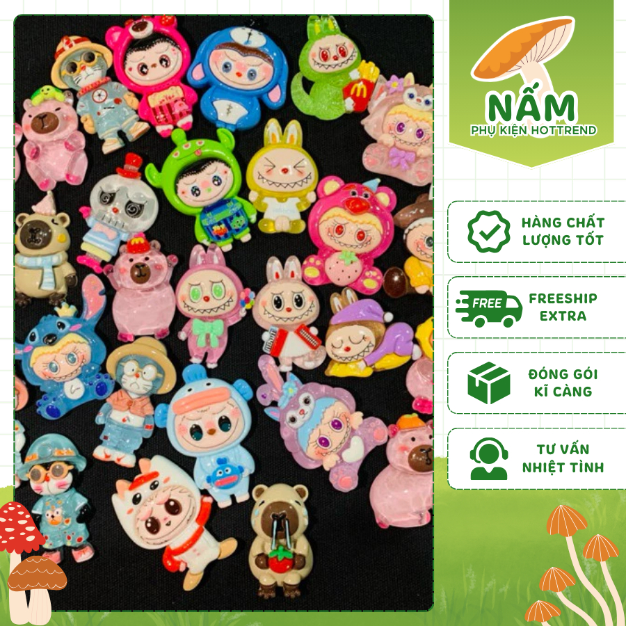 COMBO 5, 10, 15, 20 Túi Mù Phát Sáng, Charm Labubu/Capybara/Doraemon ...