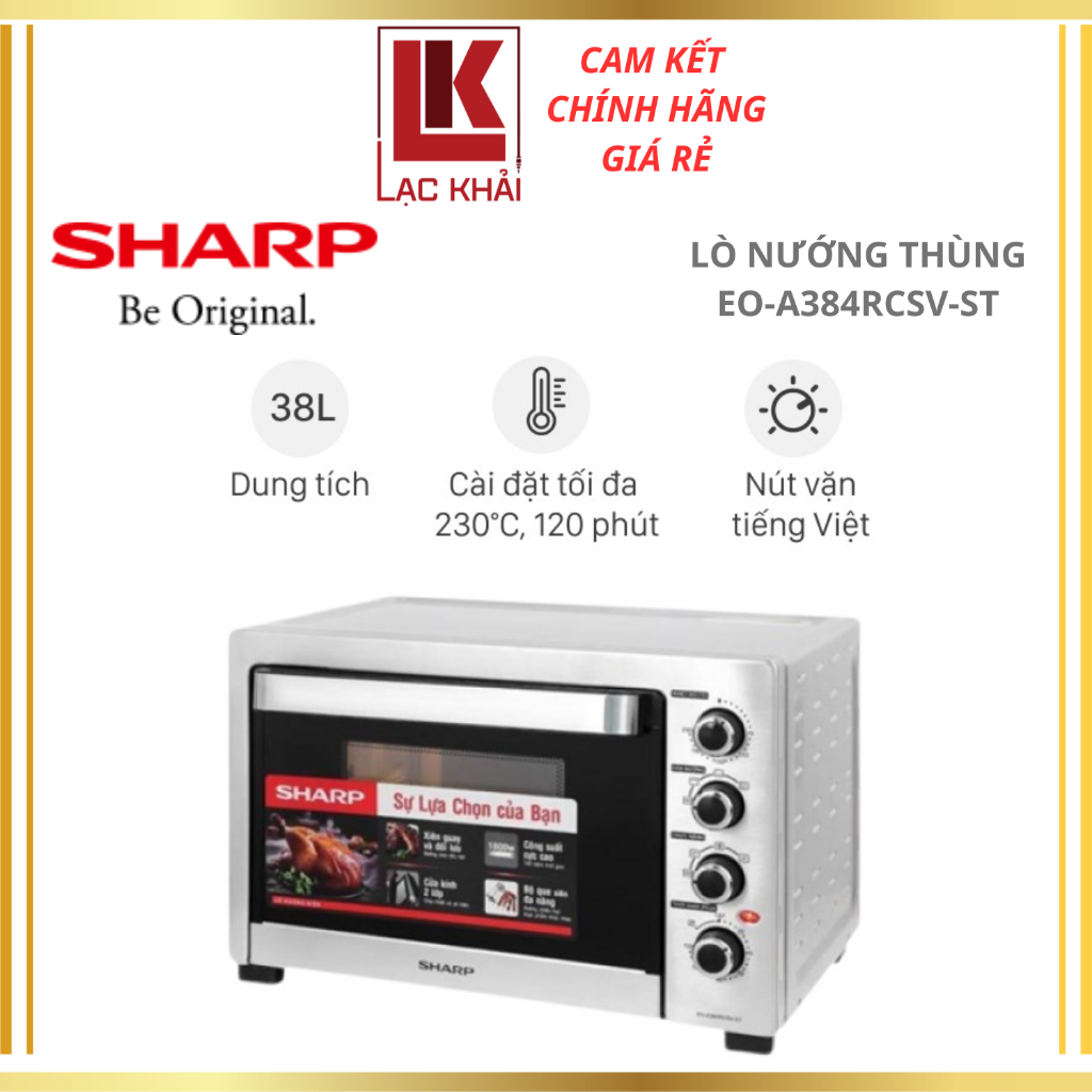 Lò nướng Sharp EO-A384RCSV-ST 38 lít, Công suất 1800W, Quạt đối lưu ...